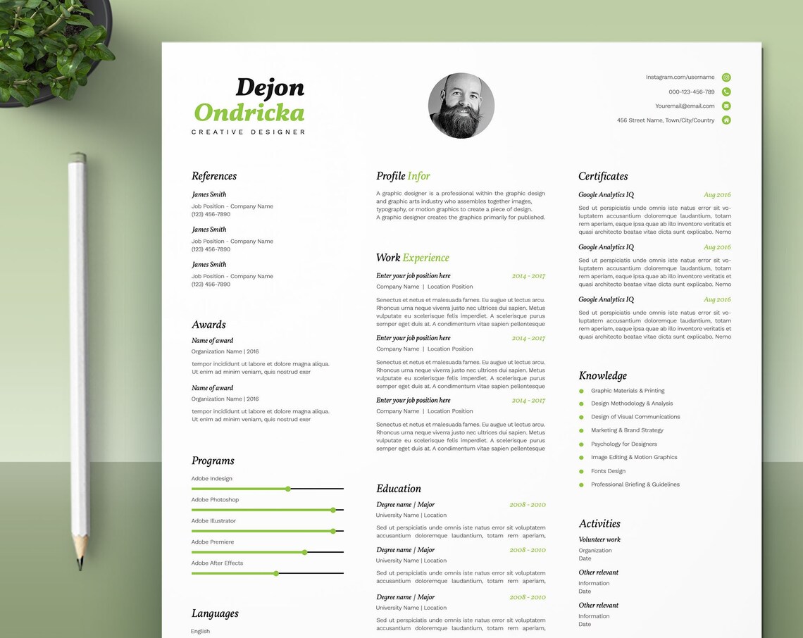 CV Resume Template | Creative Resume Template | Cv Template | Resume ...