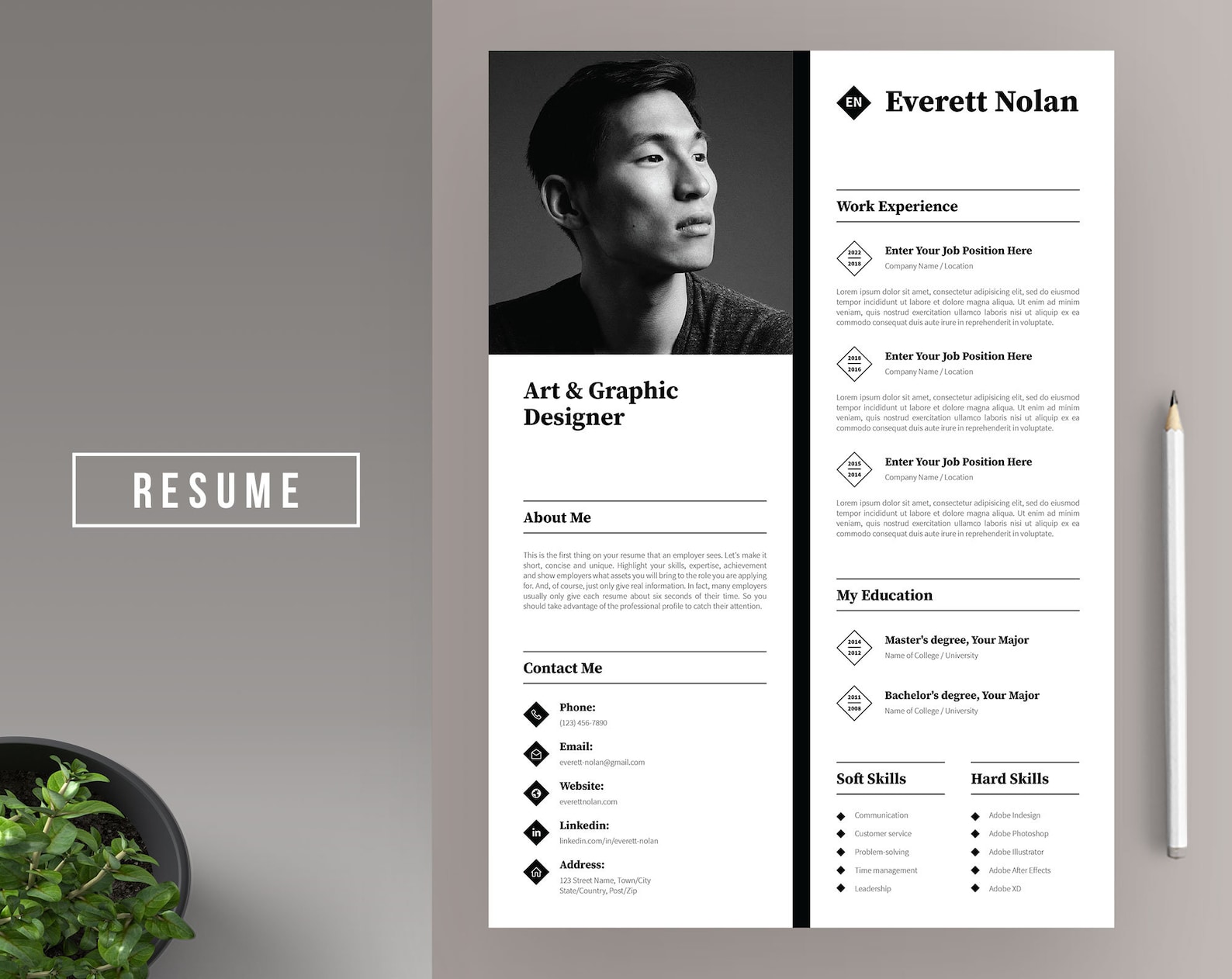 Creative Resume Template, Cv Template for Word, Cv Resume Template ...
