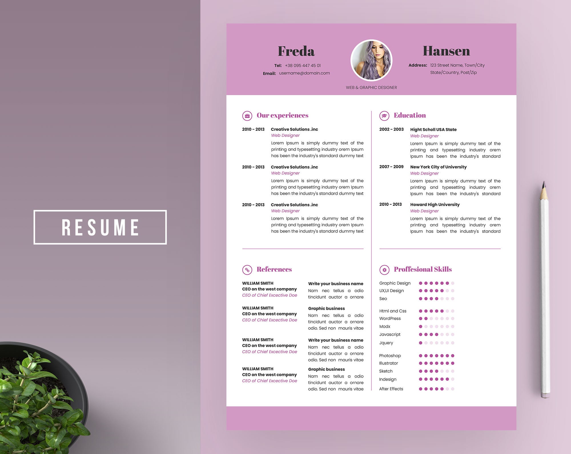 CV Resume Template | Creative Resume Template | Cv Template | Resume ...