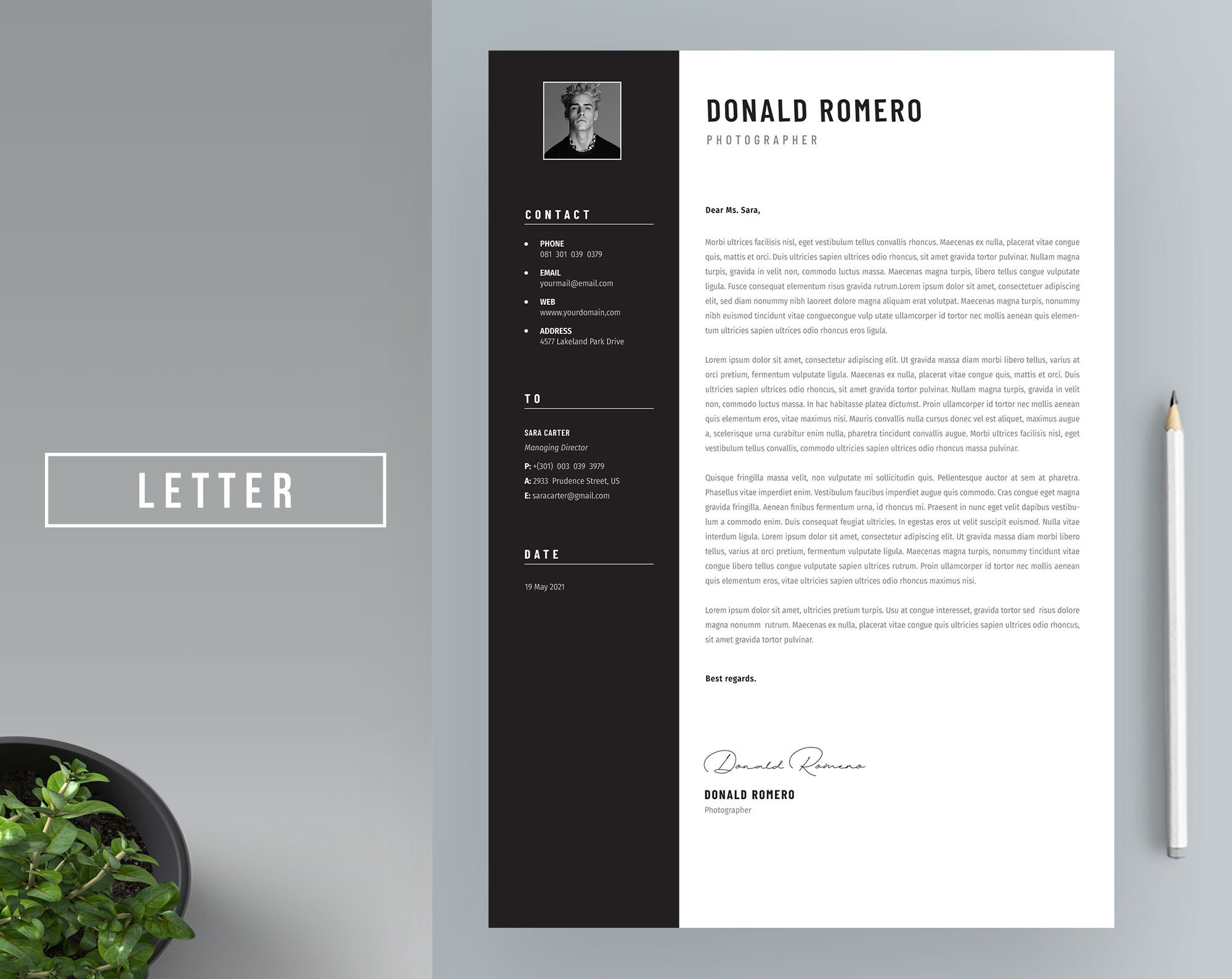 Modern Resume Template | CV Template | Word Docx | Indesign Indd ...