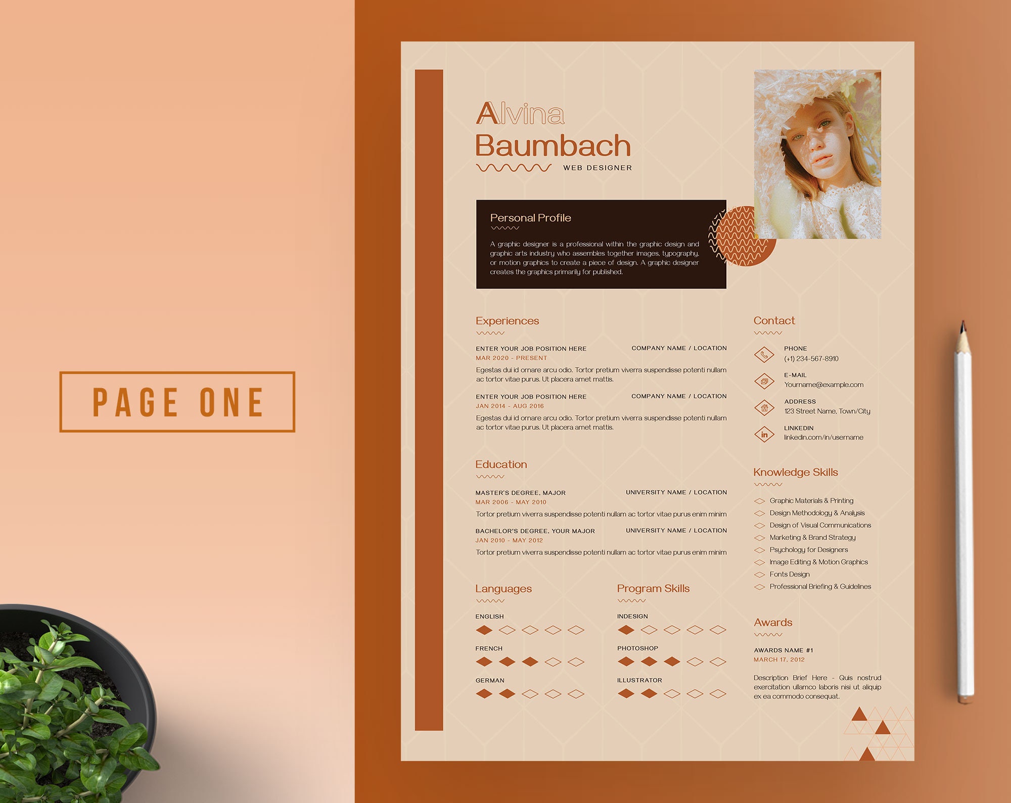 Modern Resume Template CV Template Cover Letter Easy Editable