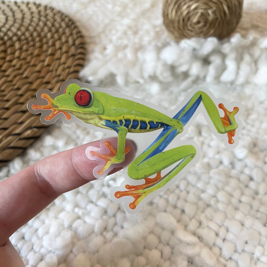 Tree Frog Clear Border Sticker 3.5 X 2.15 Vinyl Green Treefrog Die Cut ...