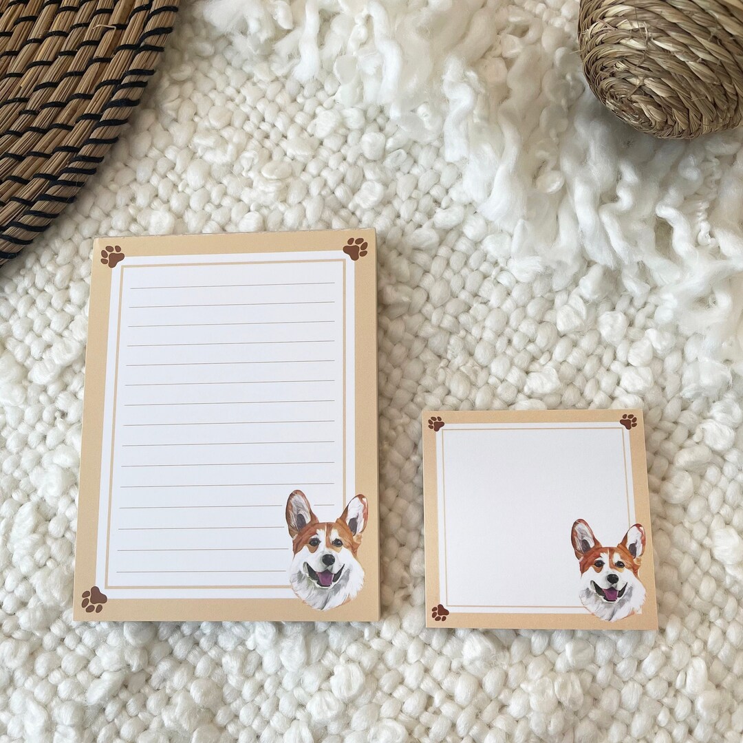 Corgi Notepad and Sticky Notes Bundle | Gift Set | Office Supplies ...