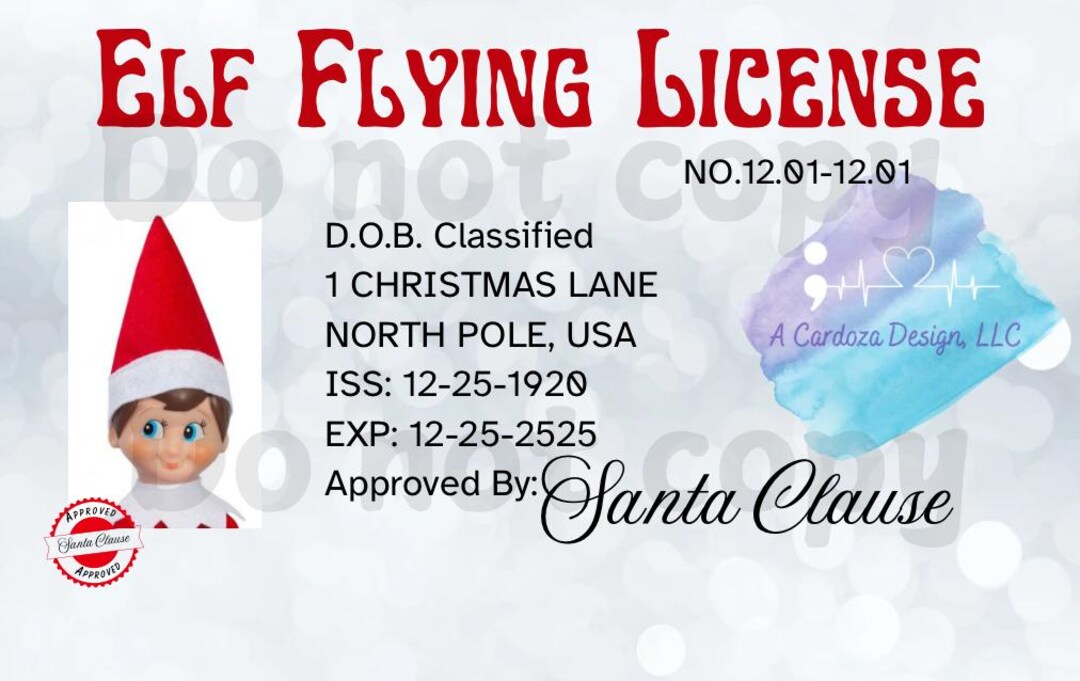 Elf Flying License | Dropped Elf License | Holiday Keepsake - Etsy