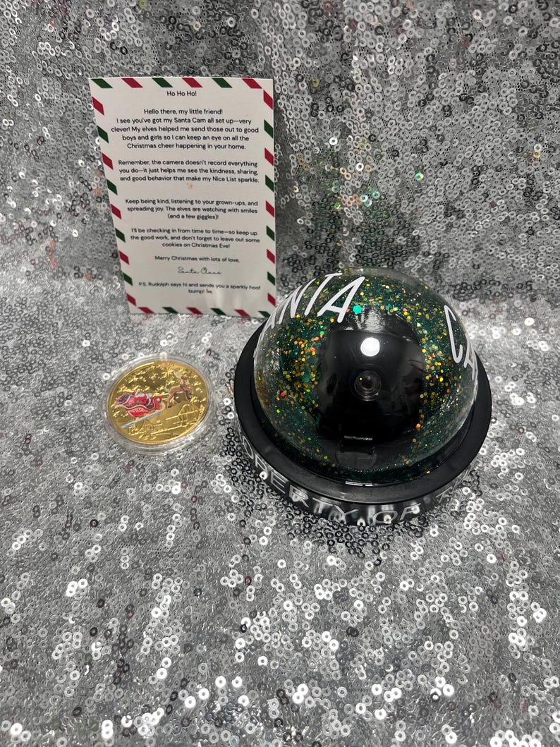 Santa Cam With Red Flashing Light and Wishing Coin - Etsy