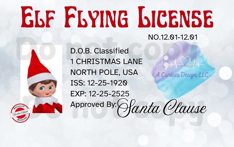 Elf Flying License | Dropped Elf License | Holiday Keepsake - Etsy