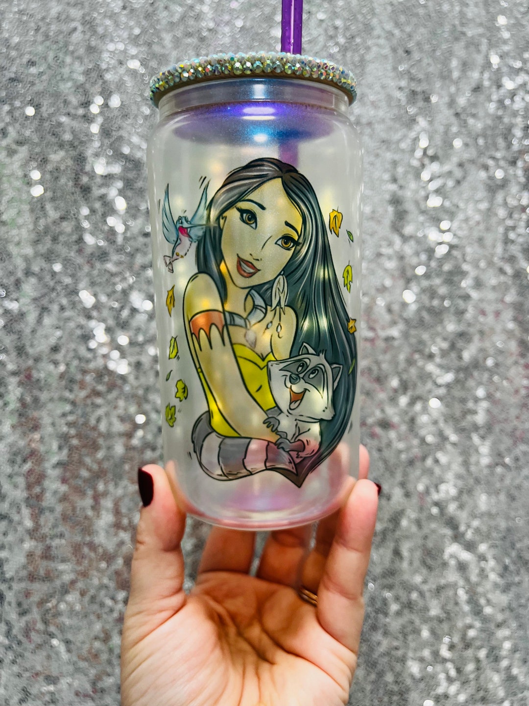 Princess Glass Cup Pocahontas 16oz Color Shifting Cup - Etsy