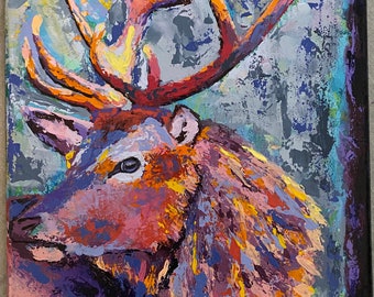 Abstract Elk Painting - Etsy