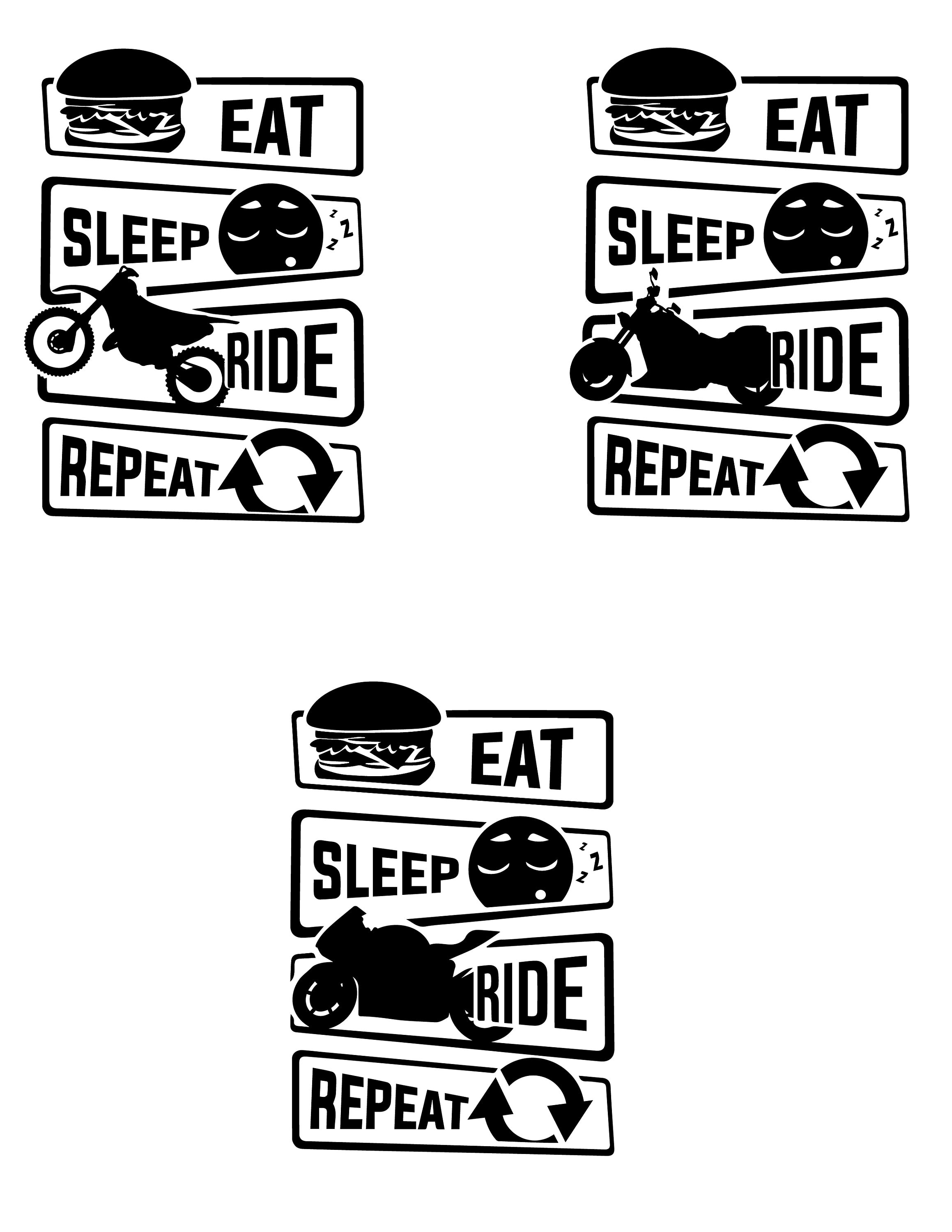 EAT SLEEP RIDE Motorcycle Decal Svg/png Bundle - Etsy