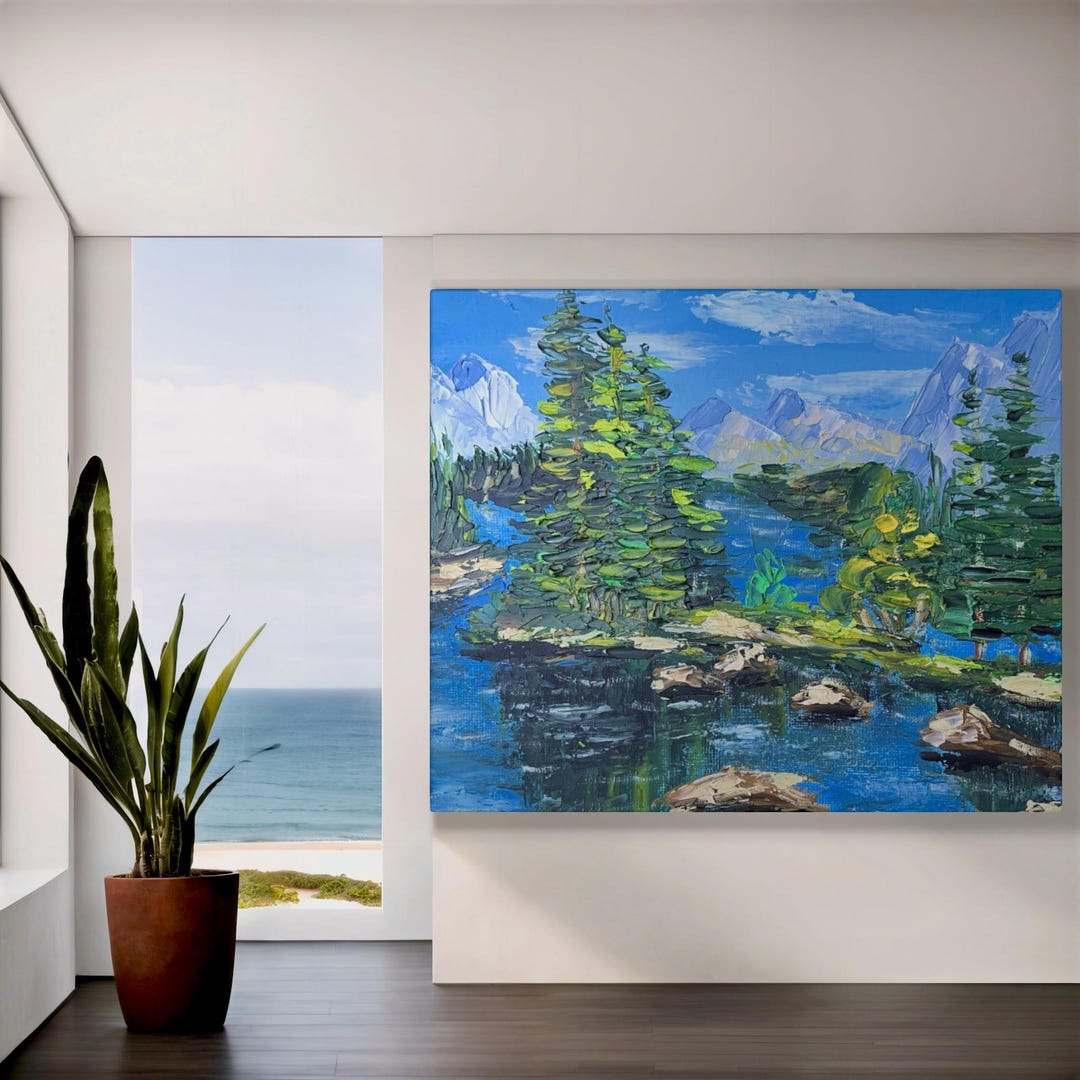 Original Painting , Jasper National Park , Mountain Landscape ...