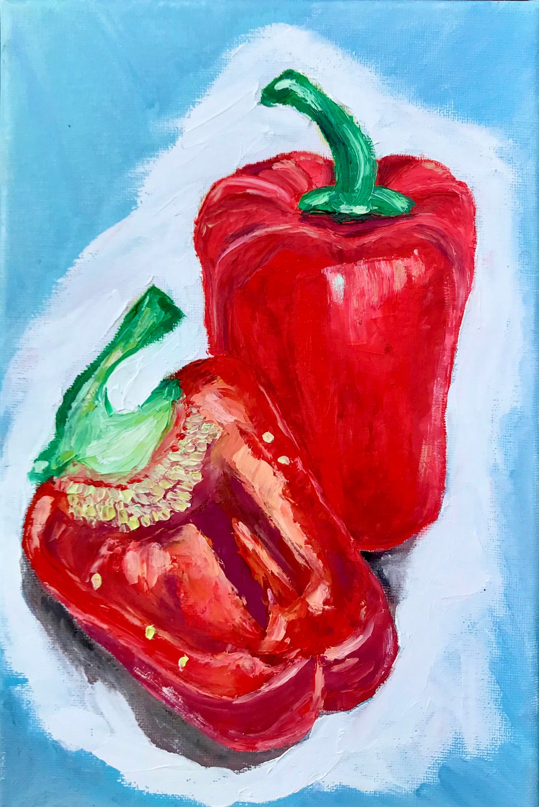 Kitchen Painting, Red Bell Pepper Painting, Oil Painting on Canvas ...