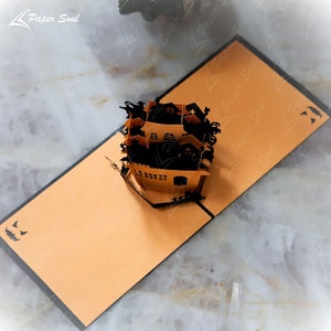 3D Halloween Svg: Haunted House Pop up Card Template Svg | Haunted ...