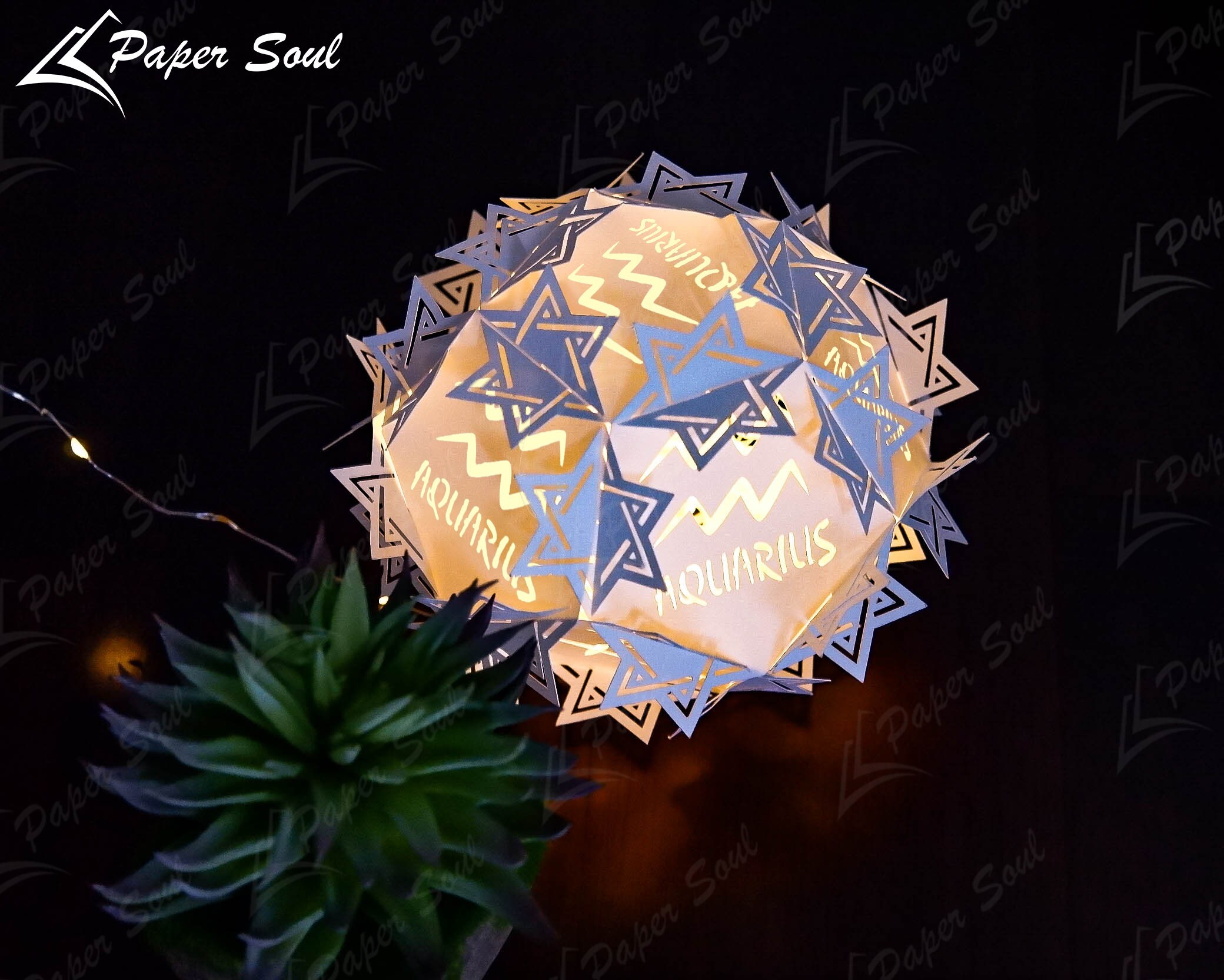 Aquarius Zodiac Paper Lantern Template | Astrology Gift DIY | Paper ...