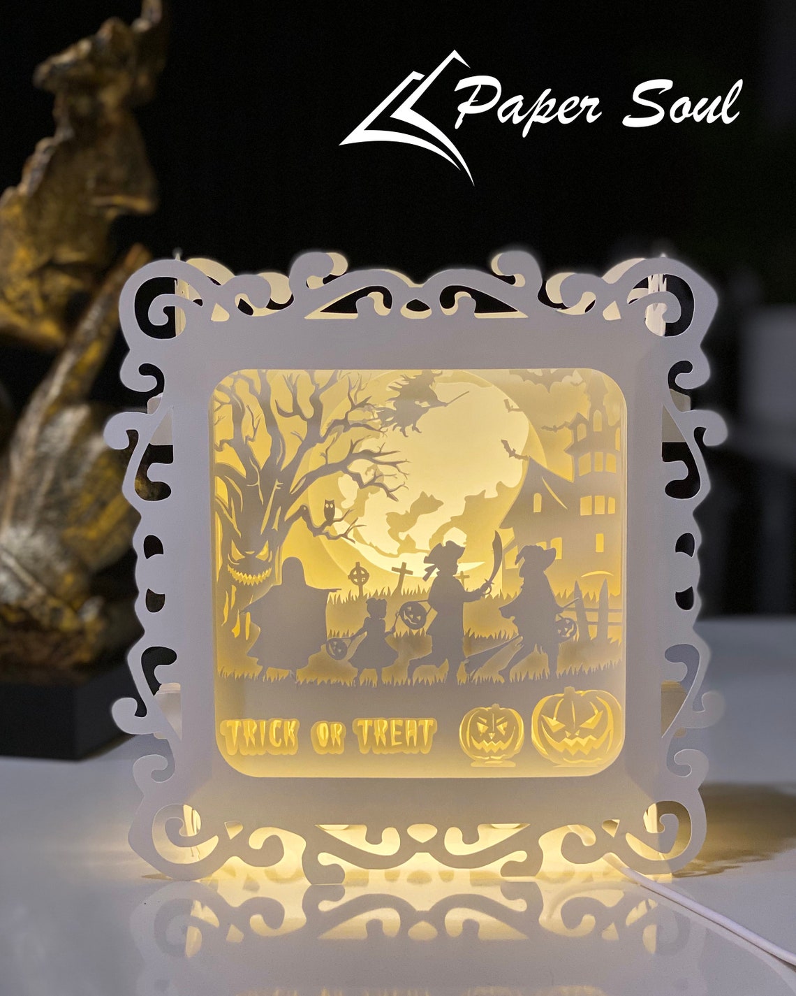 Halloween Shadow Box Svg File for Cricut | Halloween Light Box Svg ...