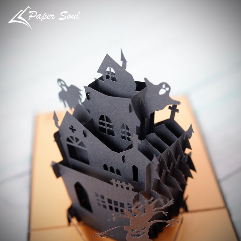 3D Halloween Svg: Haunted House Pop up Card Template Svg - Etsy