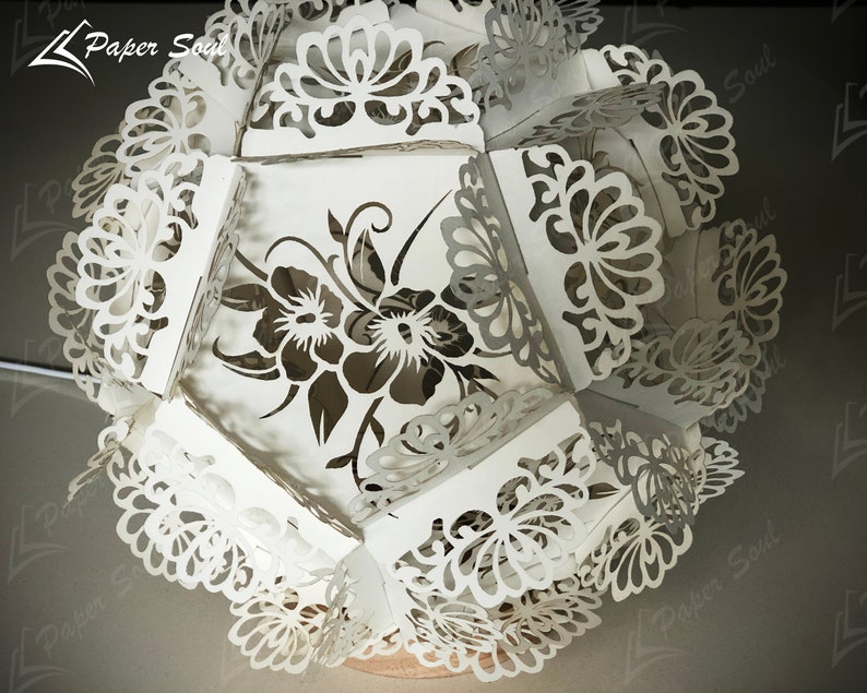 3D Paper Lantern SVG, Paper Cut Diy Lantern Template, SVG Files for ...