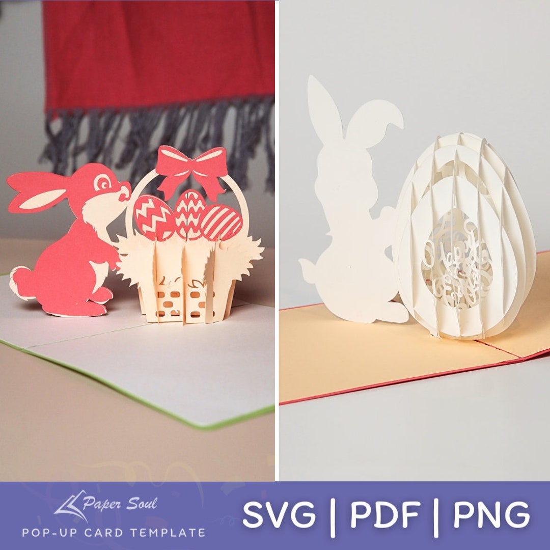 Set of 2 Easter Pop-up Card Templates | Easter Card SVG | Cricut Pop-up ...