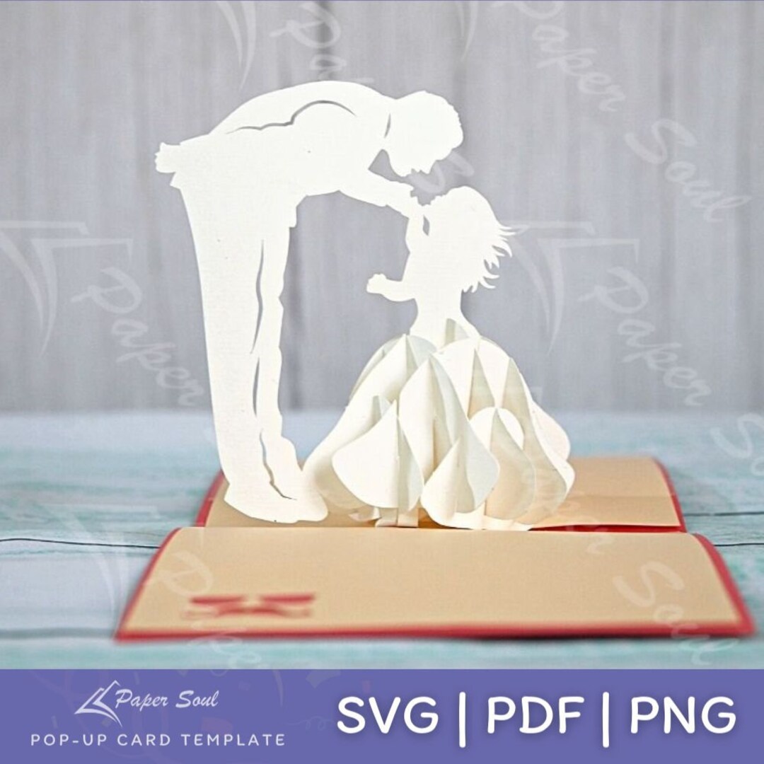 Father's Day Card SVG: Father and Daughter | 3D Father's Day Card, Girl ...