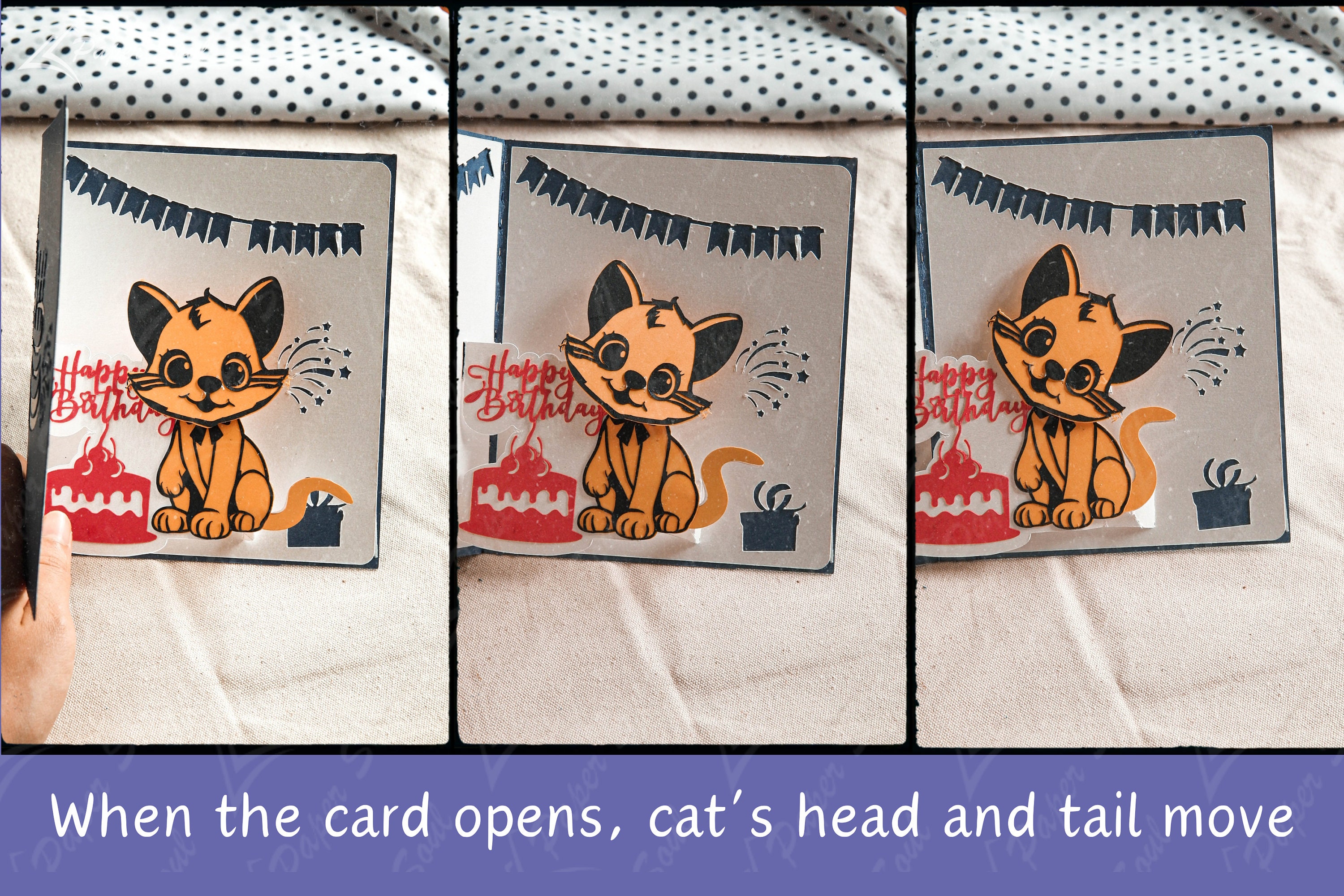 Cat With Birthday Cake Pop up Card Template | DIY Gift for Cat Lovers ...