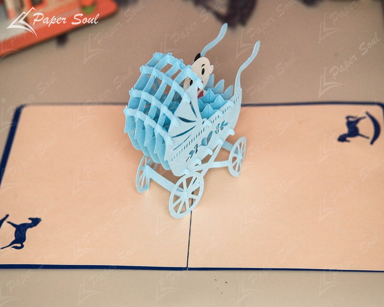 Pop-up Baby Stroller Card Template | Baby Stroller SVG | Pop-up Card ...