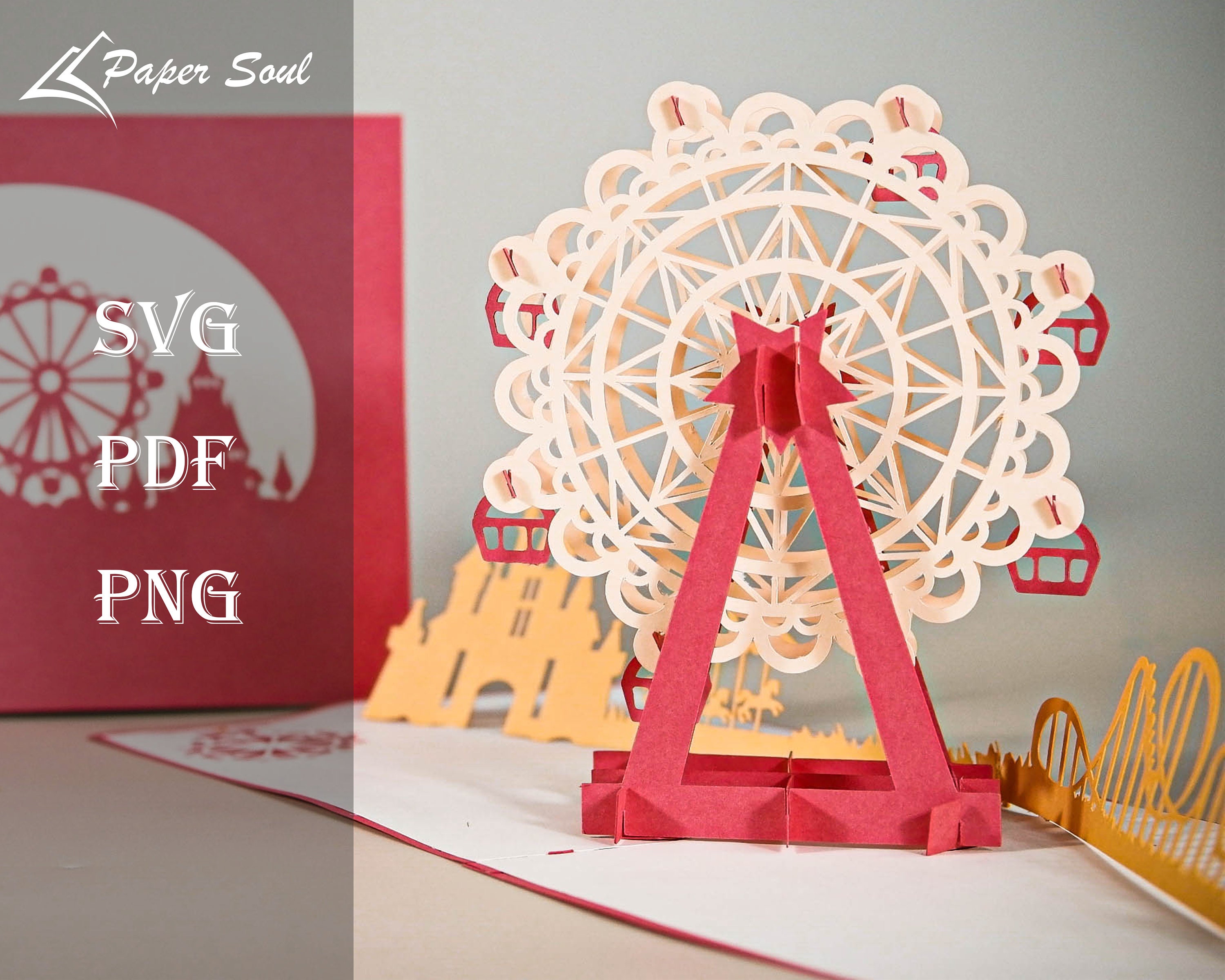 Ferris Wheel Pop-up Card Template Paper Cutting SVG 3D - Etsy UK