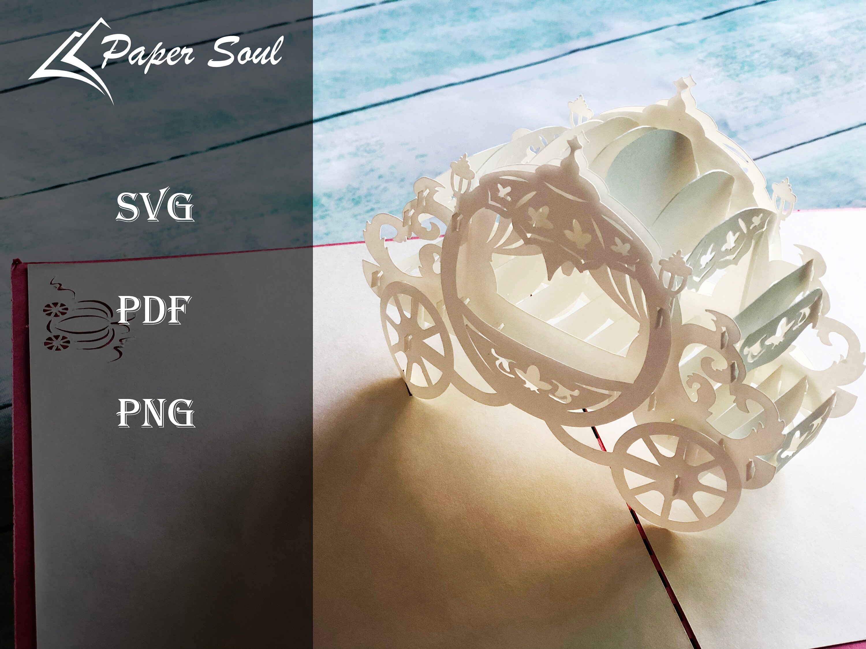 Cinderella Carriage Pop up Card Svg Cinderella Carriage Pop | Etsy