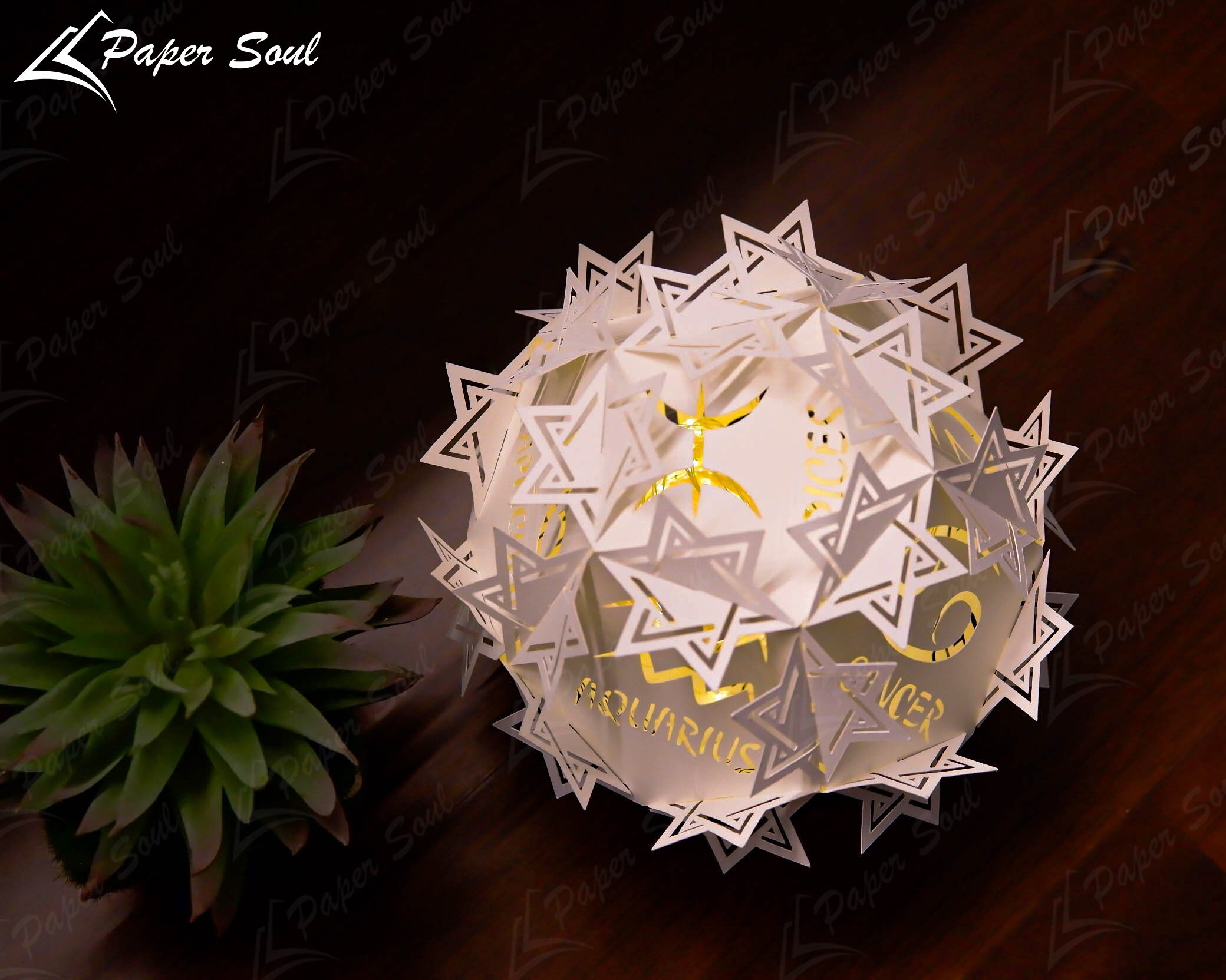 Aquarius Zodiac Paper Lantern Template | Astrology Gift DIY | Paper ...