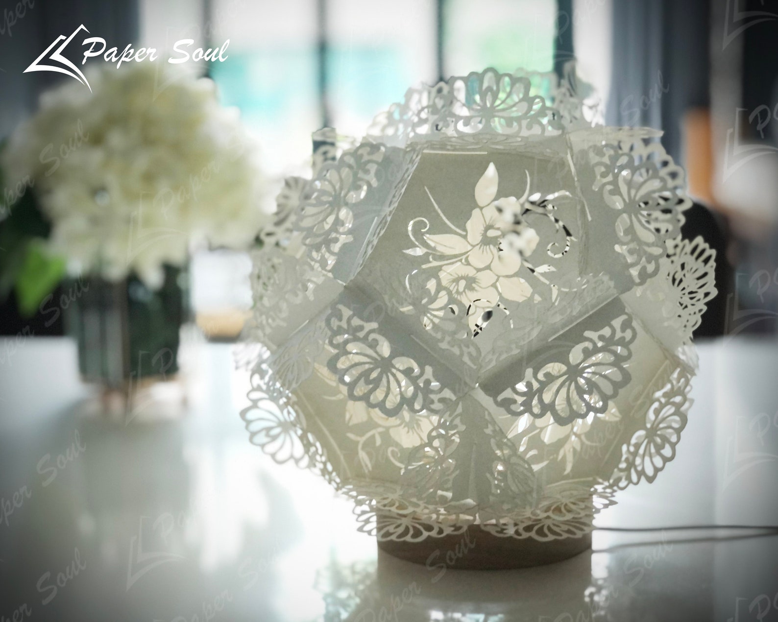 3D Paper Lantern SVG, Paper Cut Diy Lantern Template, SVG Files for ...
