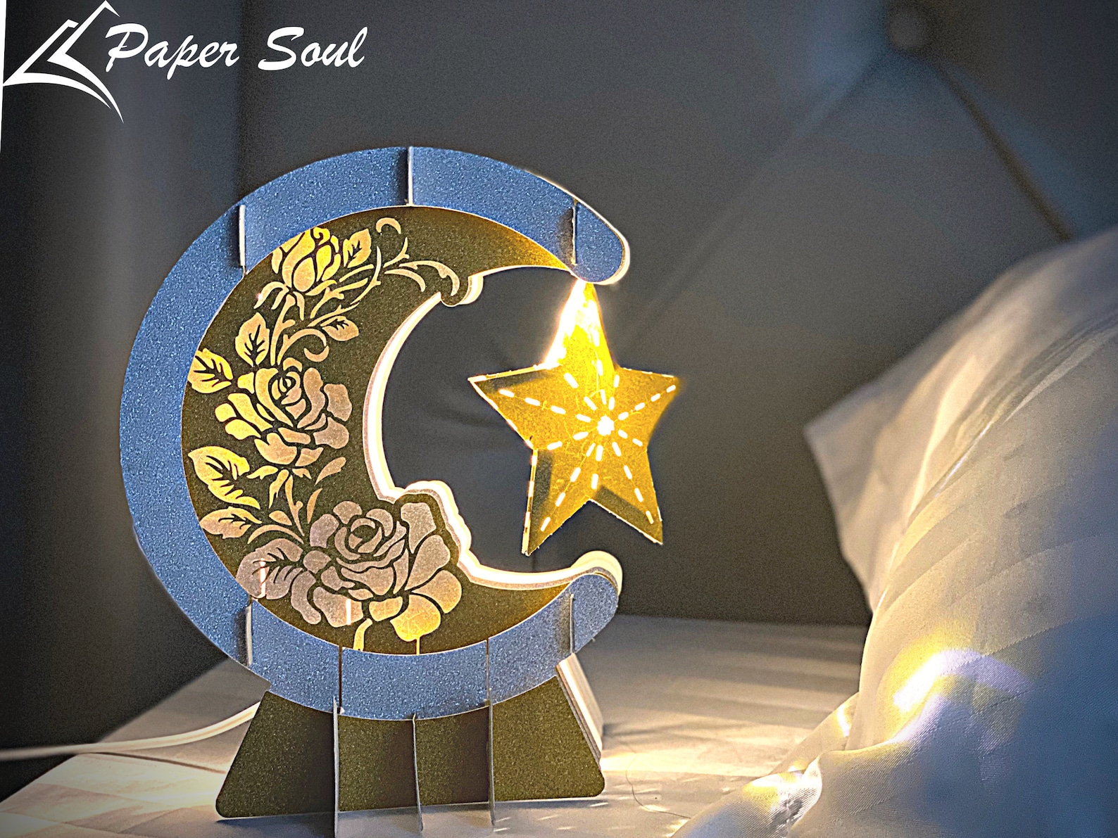 Moon Star Lighting Lamp Template | Diy Lamp With Paper, Moon Star Lamp ...