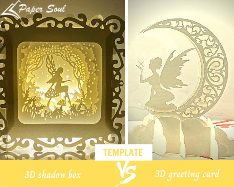 3D Fairy Moon Svg Set of 2 Items: Fairy Moon Pop up Card - Etsy