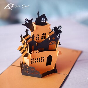 3D Halloween Svg: Haunted House Pop up Card Template Svg | Haunted ...