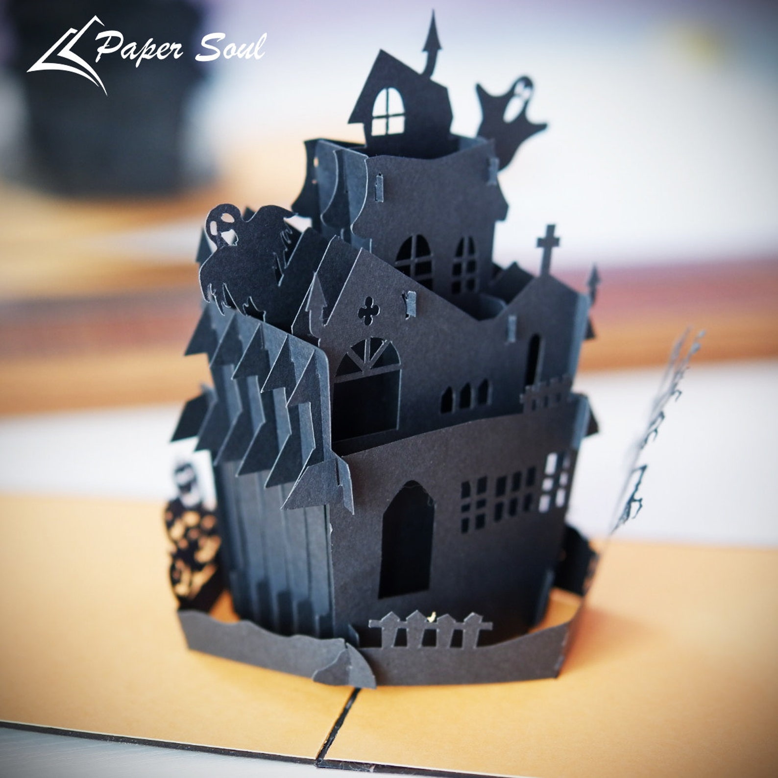 3D Halloween Svg: Haunted House Pop up Card Template Svg - Etsy
