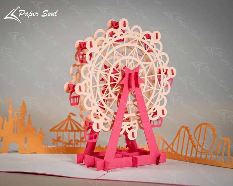 Ferris Wheel Pop-up Card Template | Paper Cutting SVG | 3D Card Svg ...