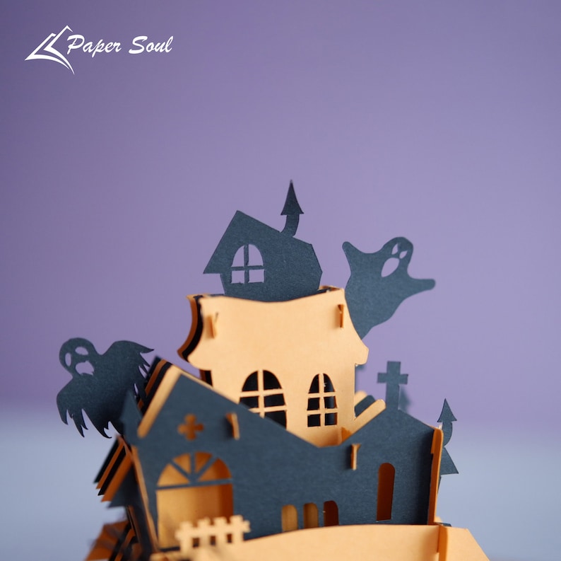 3D Halloween Svg: Haunted House Pop up Card Template Svg - Etsy