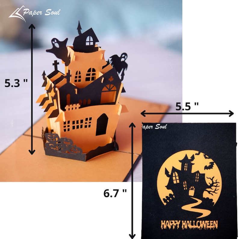 3D Halloween Svg: Haunted House Pop up Card Template Svg - Etsy