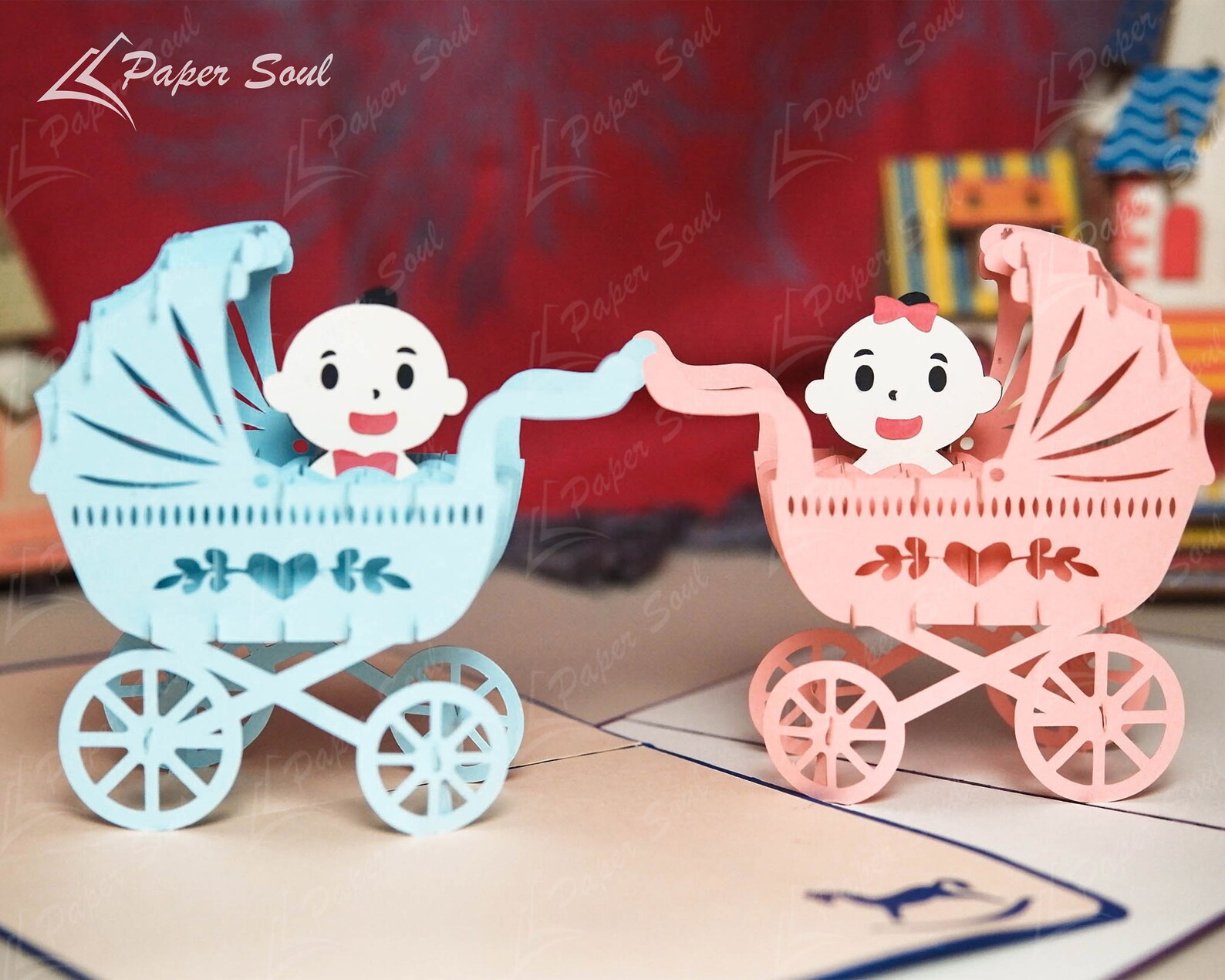 Pop-up Baby Stroller Card Template | Baby Stroller SVG | Pop-up Card ...