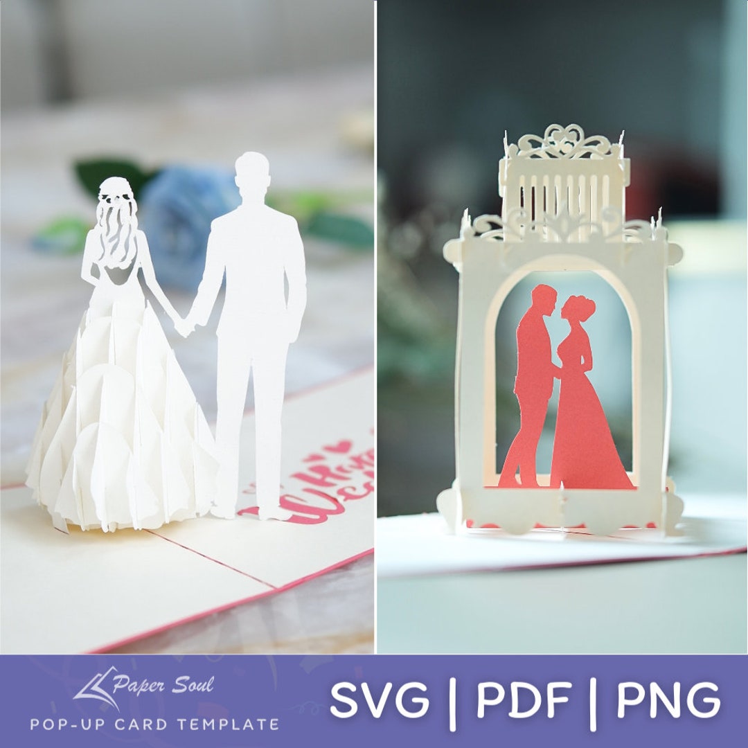 Pop up Wedding Cards DIY | Set of 2 Wedding Pop-up Card Templates | 3d ...