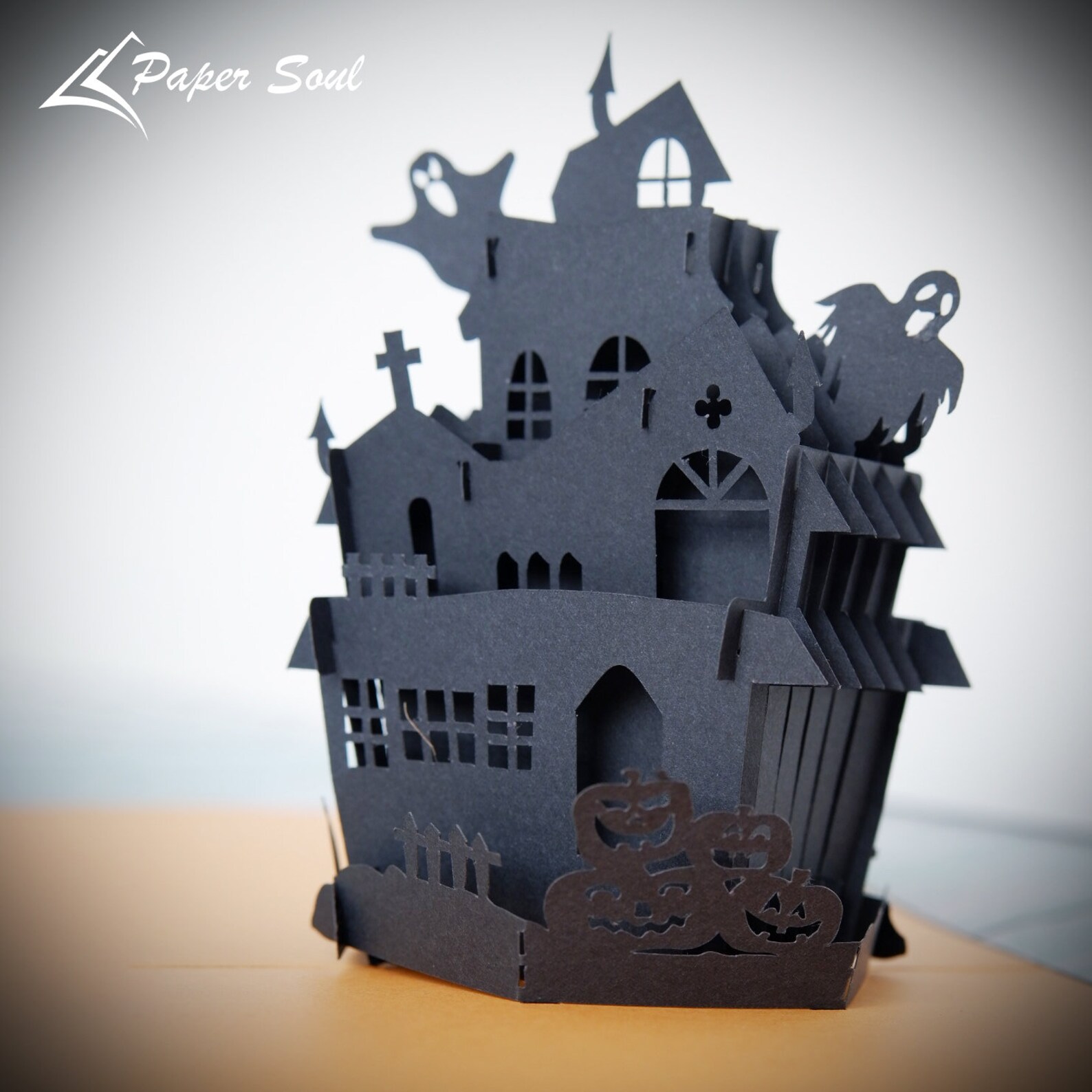 3D Halloween Svg: Haunted House Pop up Card Template Svg - Etsy