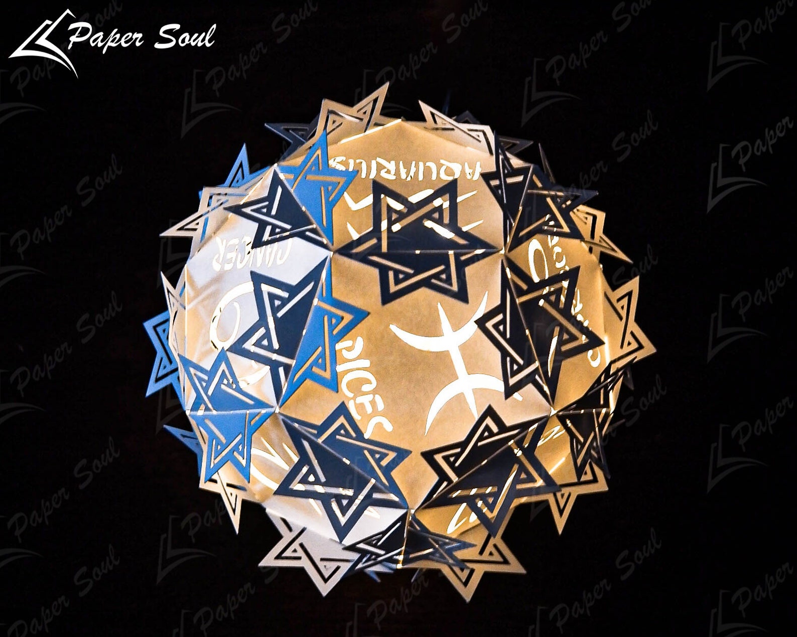 Aquarius Zodiac Paper Lantern Template | Astrology Gift DIY | Paper ...