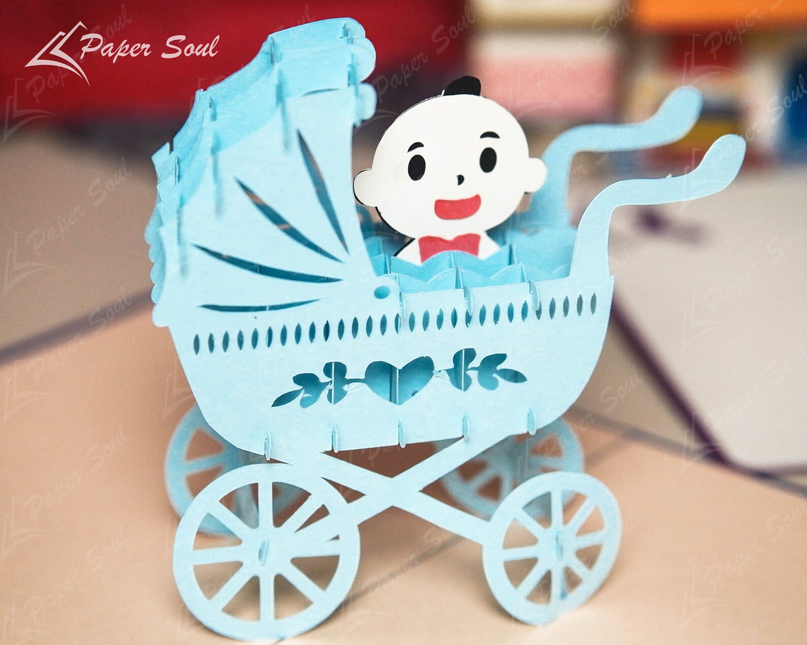 Pop-up Baby Stroller Card Template | Baby Stroller SVG | Pop-up Card ...
