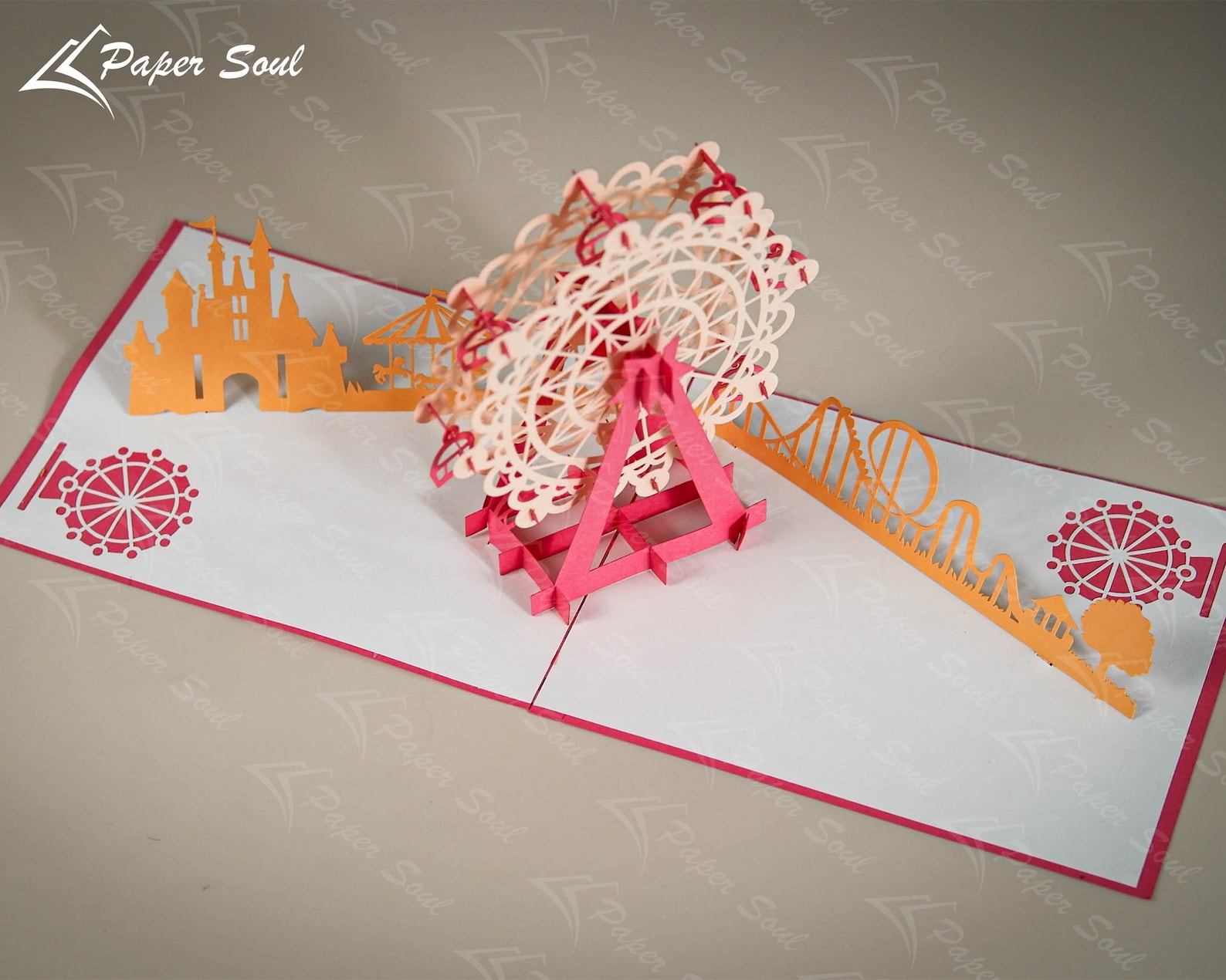 Ferris Wheel Pop-up Card Template Paper Cutting SVG 3D - Etsy