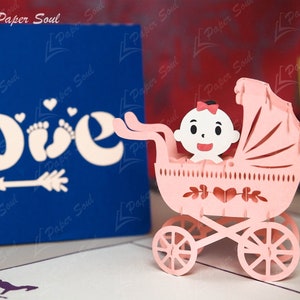 Pop-up Baby Stroller Card Template | Baby Stroller SVG | Pop-up Card ...