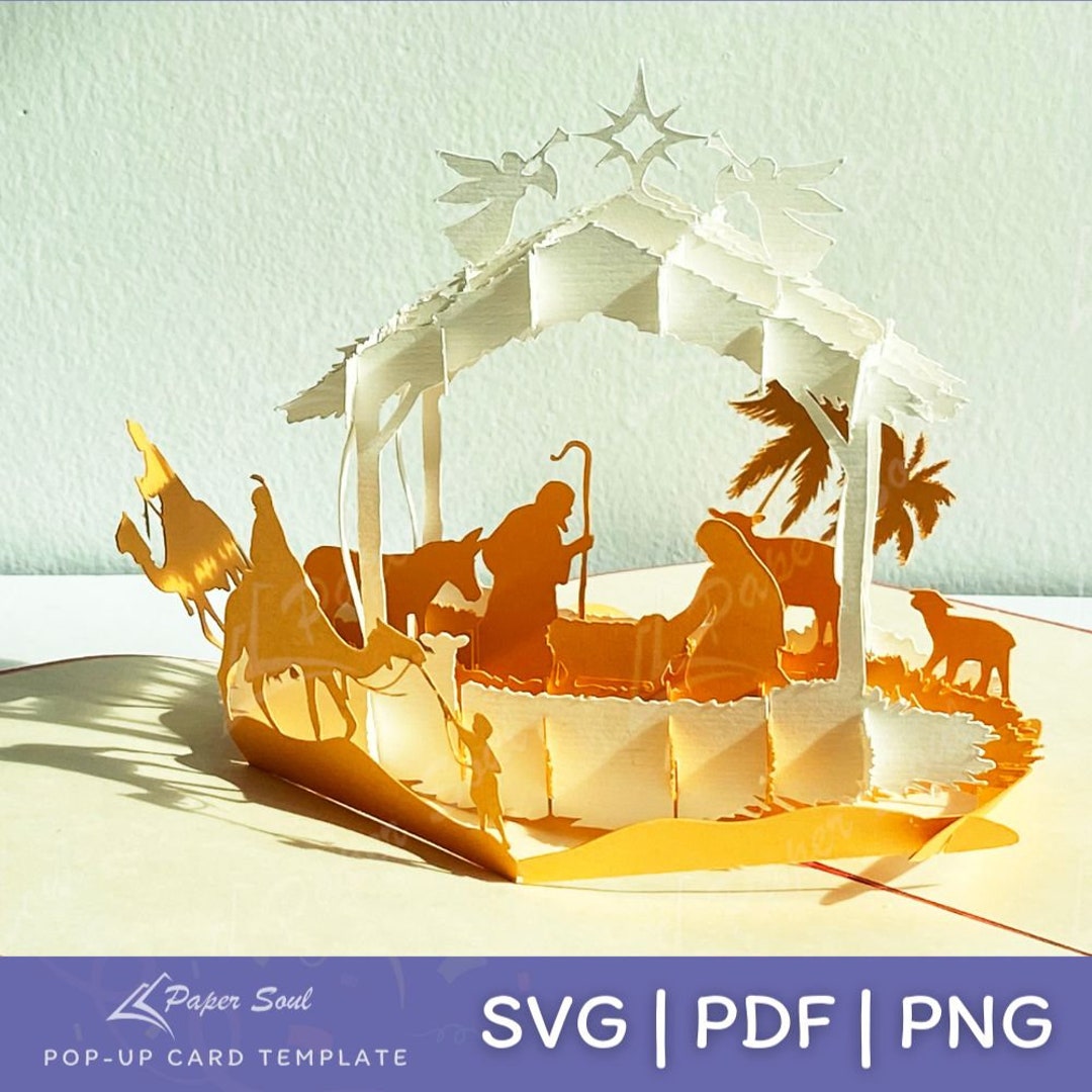 Pop-up Nativity Card SVG | 3D Nativity Scene SVG | Pop-up Christmas ...