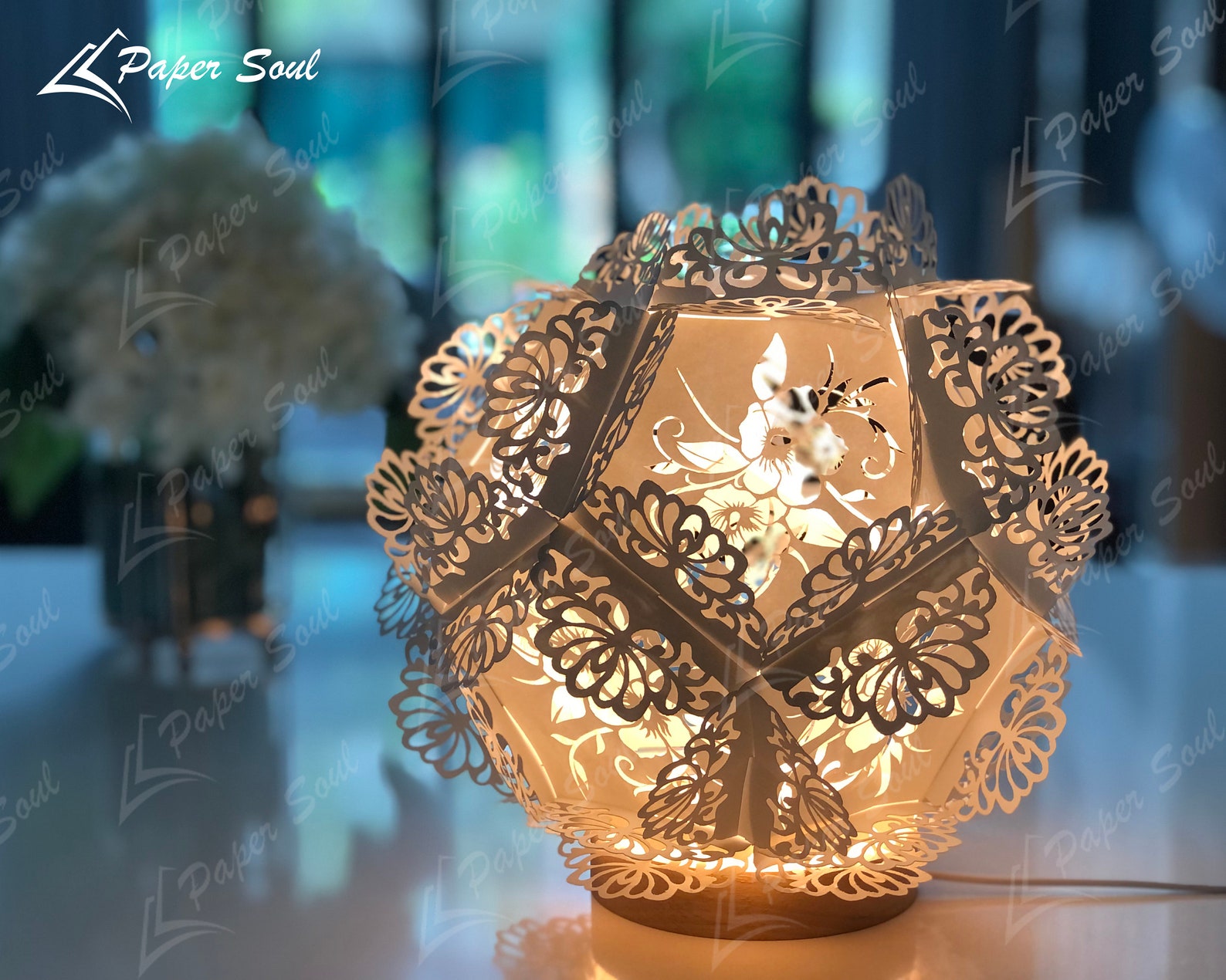 3D Paper Lantern SVG, Paper Cut Diy Lantern Template, SVG Files for ...