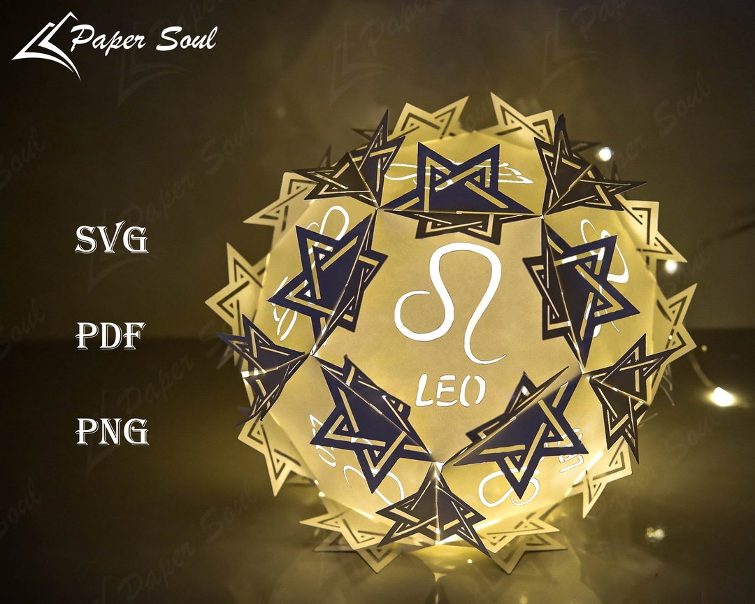 Leo Zodiac Paper Lantern Template | 3D Cricut Files | Luminaries ...