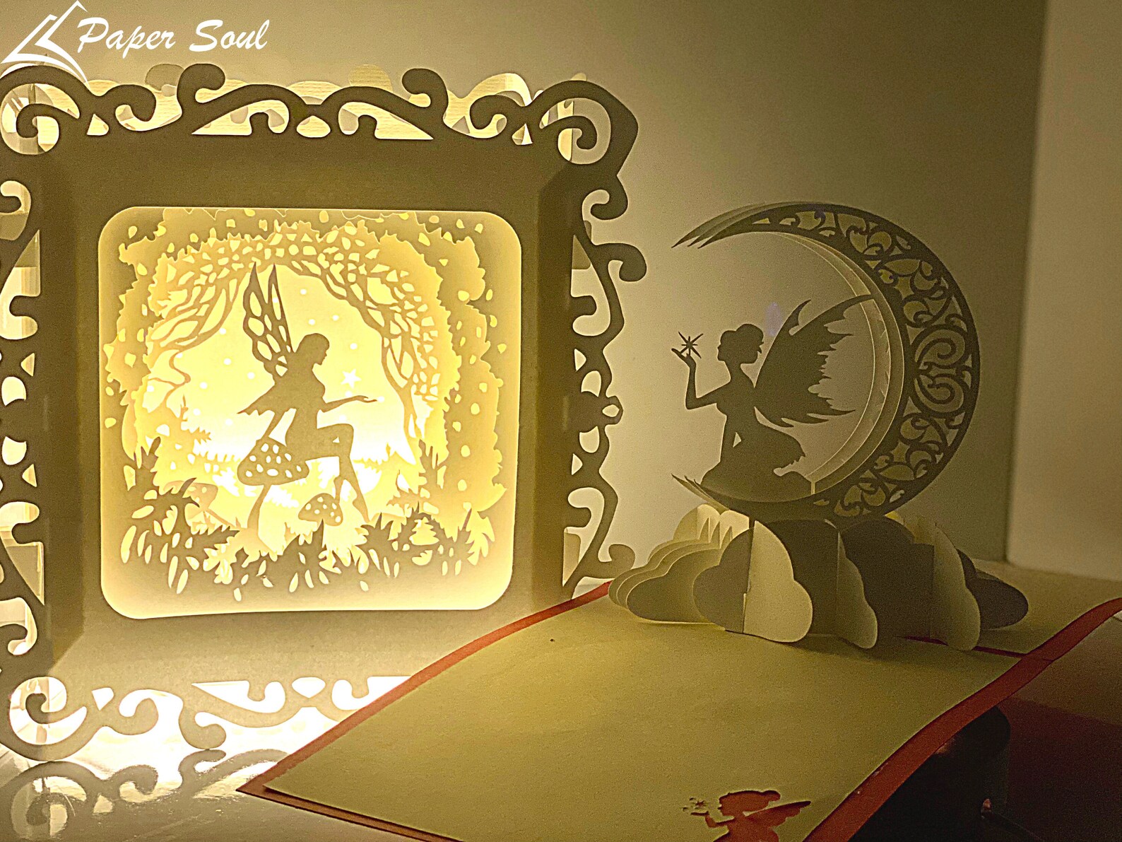 3D Fairy Moon Svg Set of 2 Items: Fairy Moon Pop up Card - Etsy