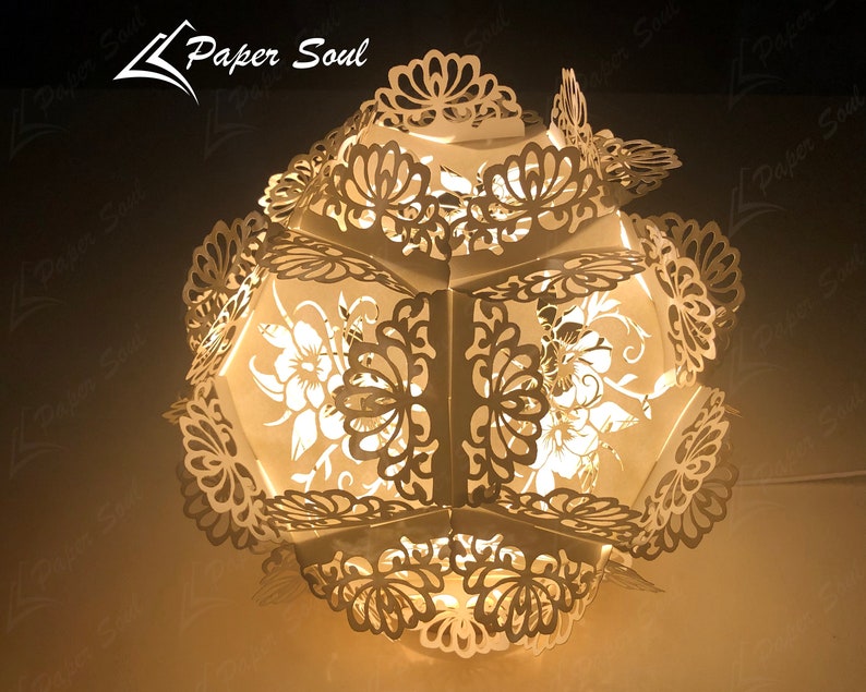 3D Paper Lantern SVG, Paper Cut Diy Lantern Template, SVG Files for ...