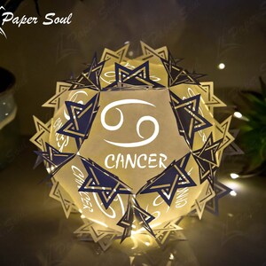 Cancer Zodiac Paper Lantern Template | 3D Cricut Files | Luminaries ...