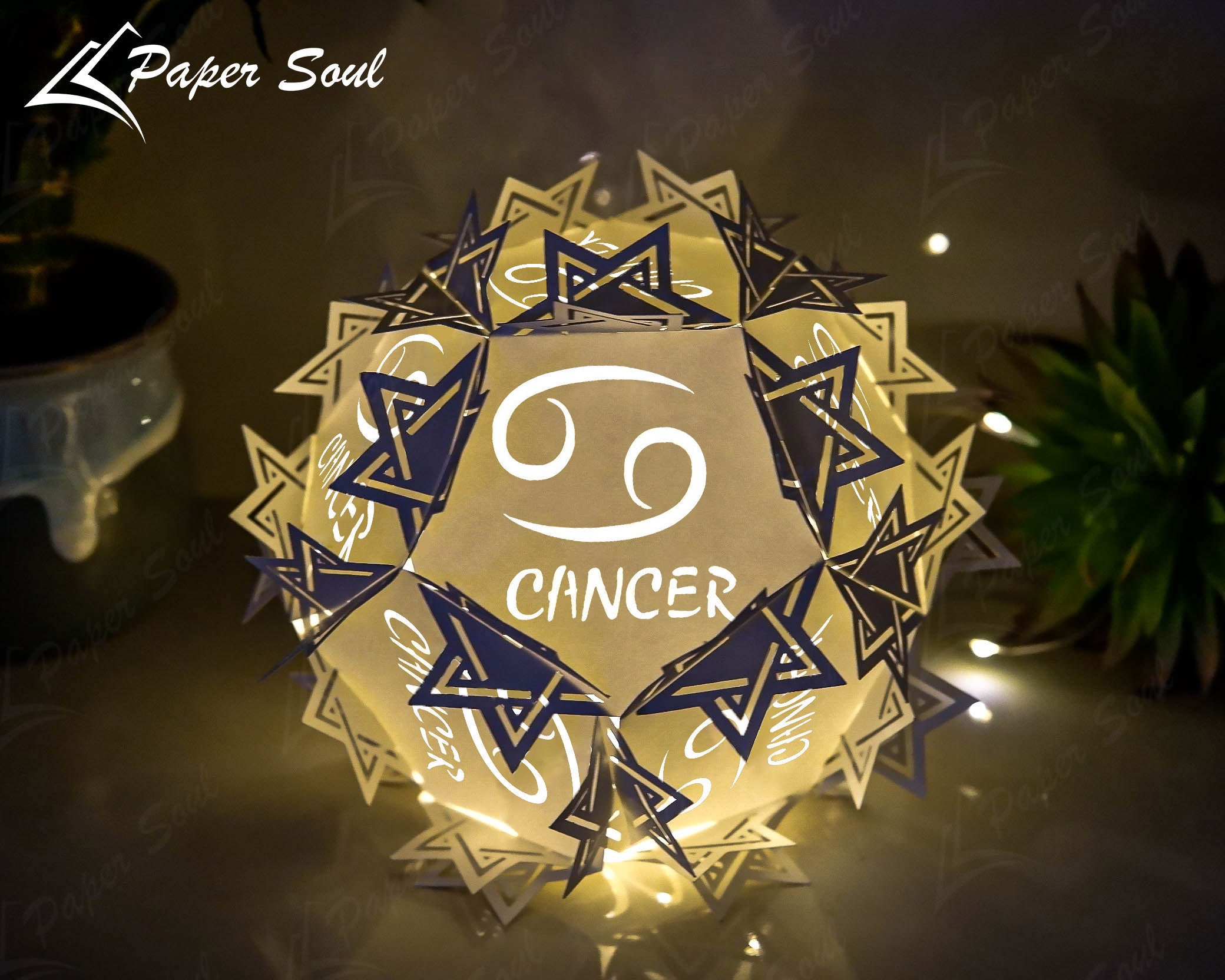 Cancer Zodiac Paper Lantern Template 3D Cricut Files - Etsy