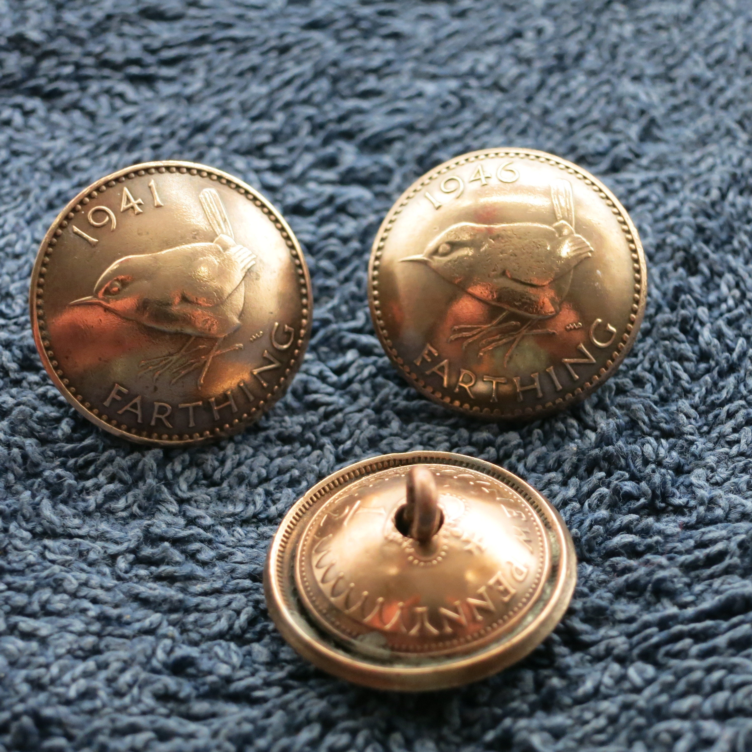 Handmade Pre-decimal 1940s Domed Farthing Coin Buttons set of 3 - Etsy